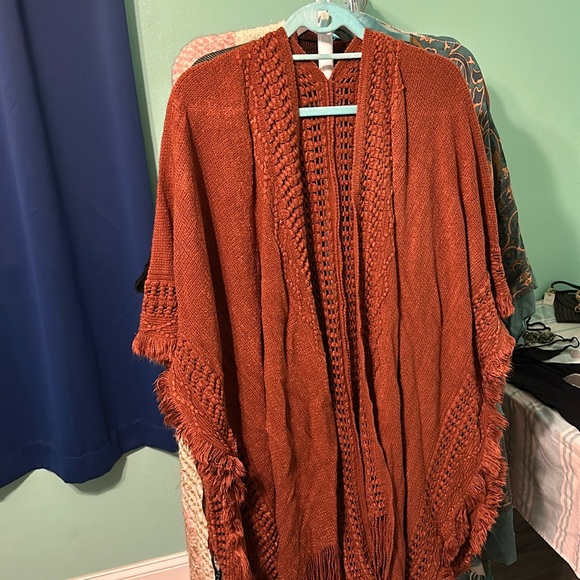 Sweaters | Rust Colored Soft Knit Poncho | Poshmark